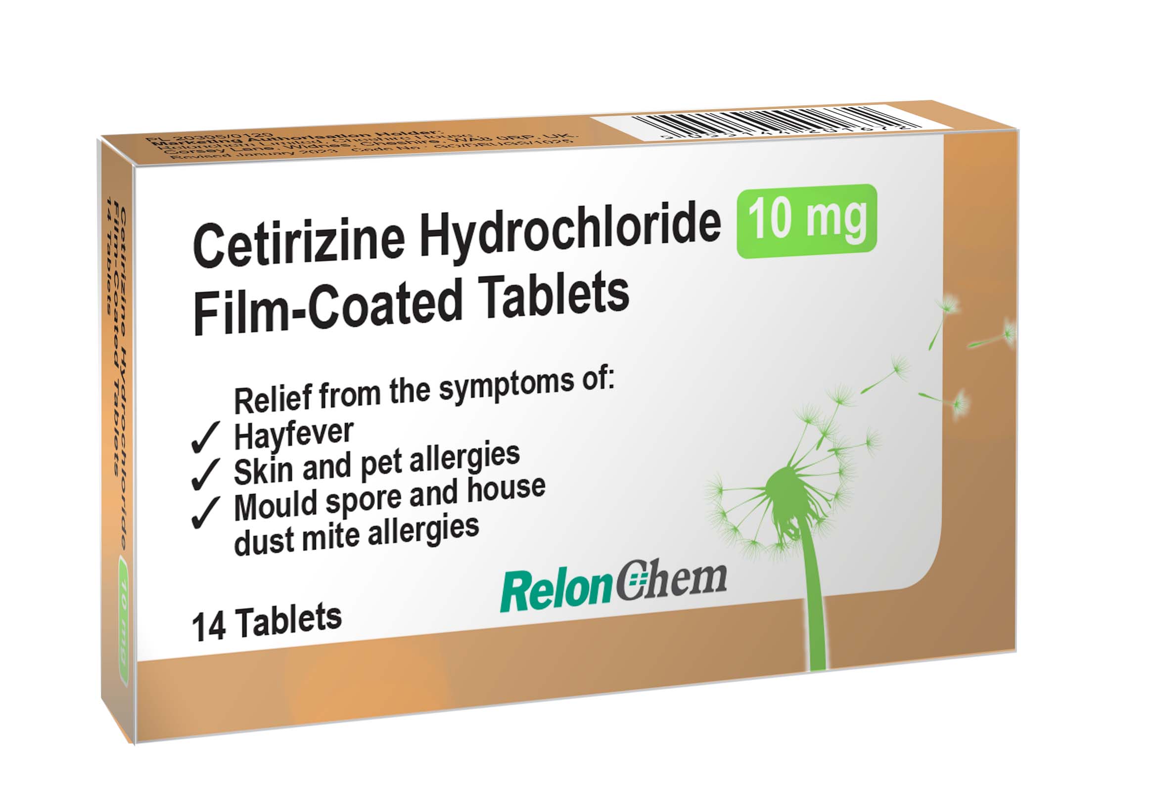 Cetirizine Hydrochloride 10mg Film-coated Tablets x 14 – RelonChem